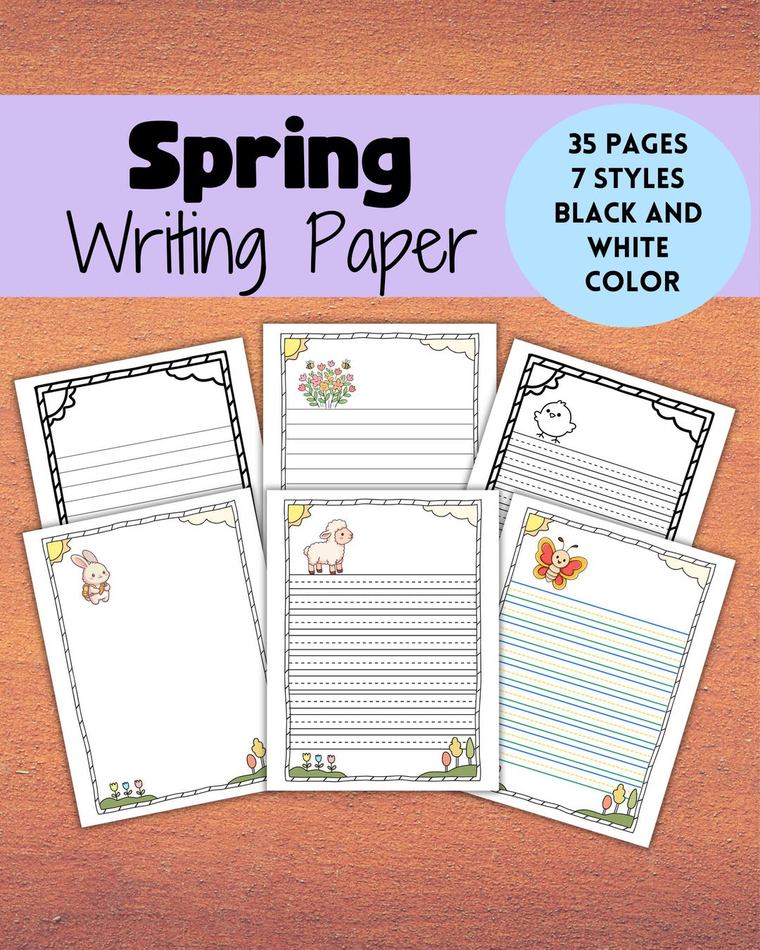 Printable Spring Themed Writing Paper for Preschool, Kindergarten ...