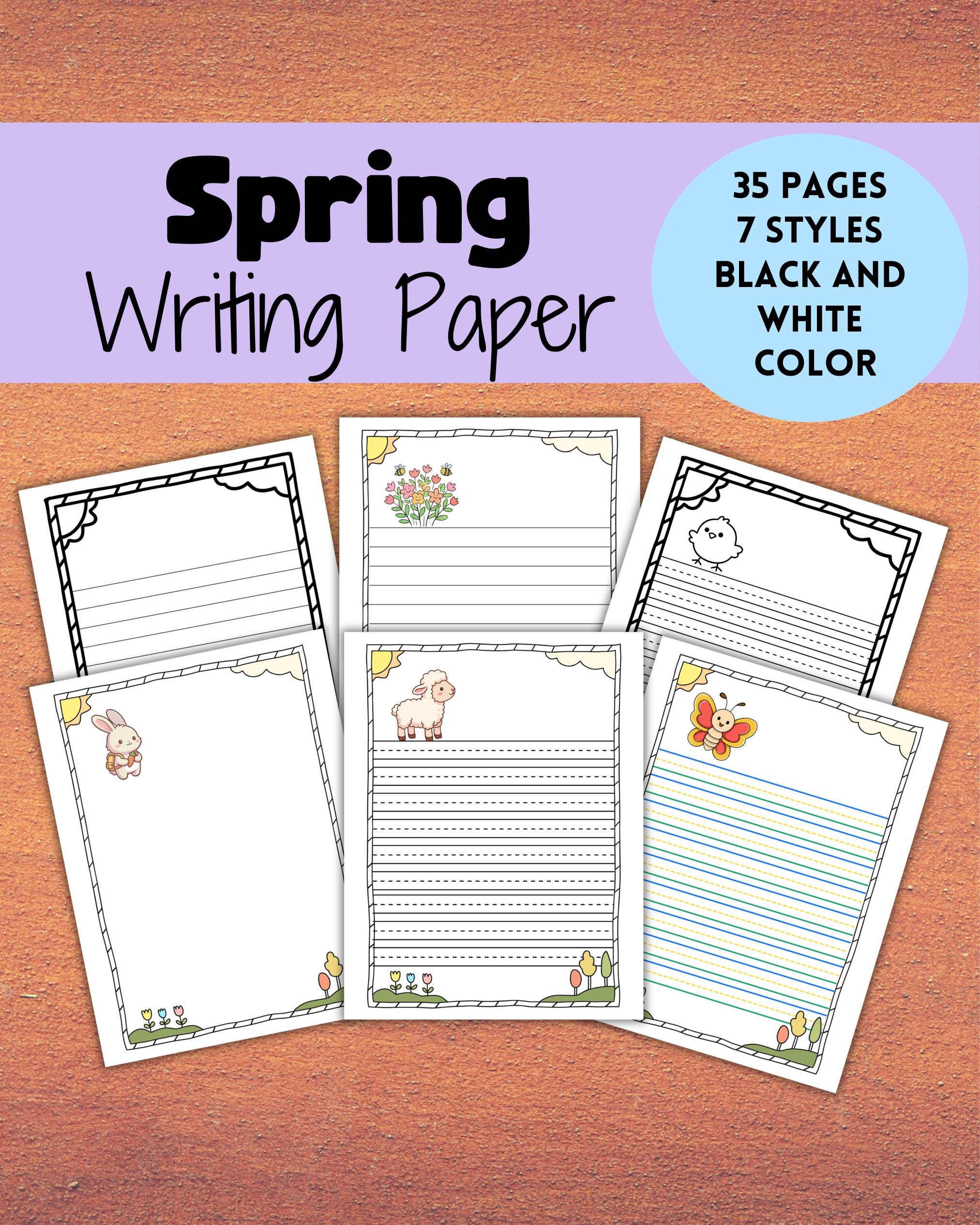 Printable Spring Themed Writing Paper for Preschool, Kindergarten ...