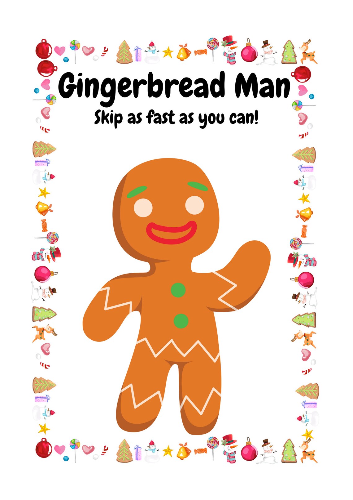 Gingerbread Man Movement Break Cards, Kids Christmas Game - Etsy