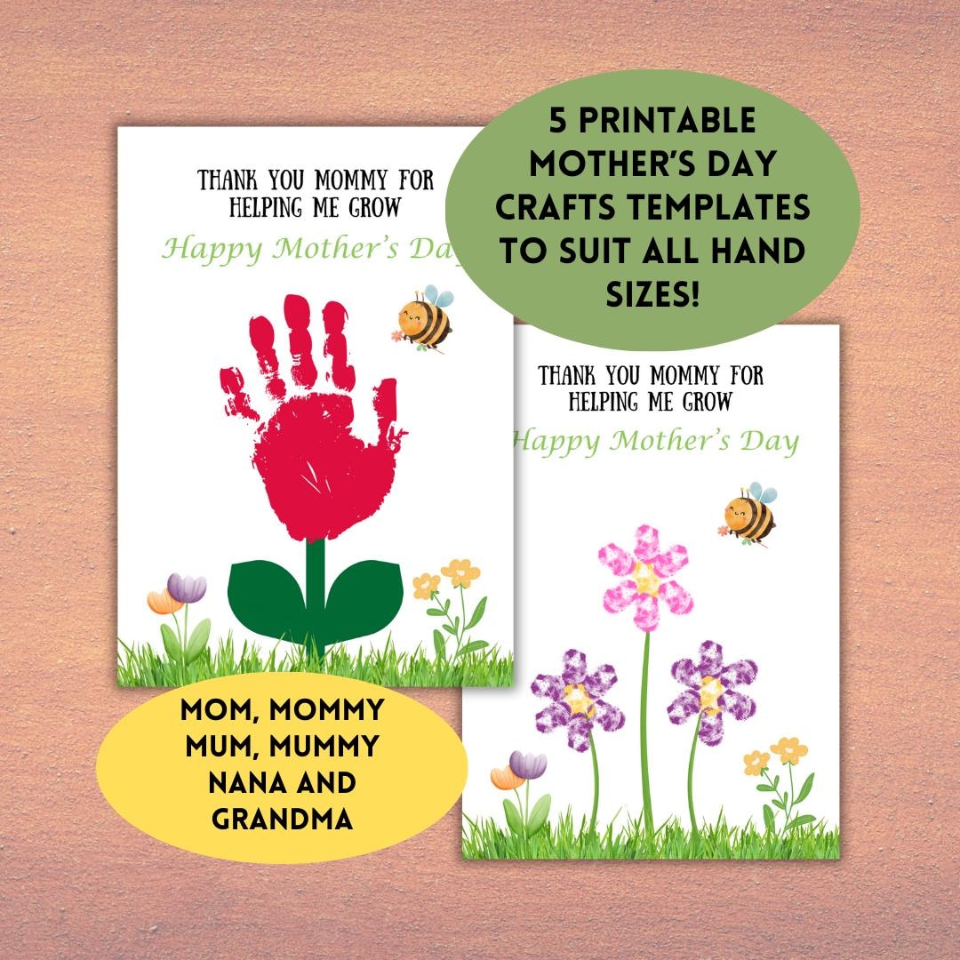 Mother's Day Handprint Art and Mothers Day Craft Grandma Nana Mommy Mom ...