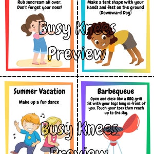 Summer Movement Break Cards, Brain Break Cards, Movement Break ...