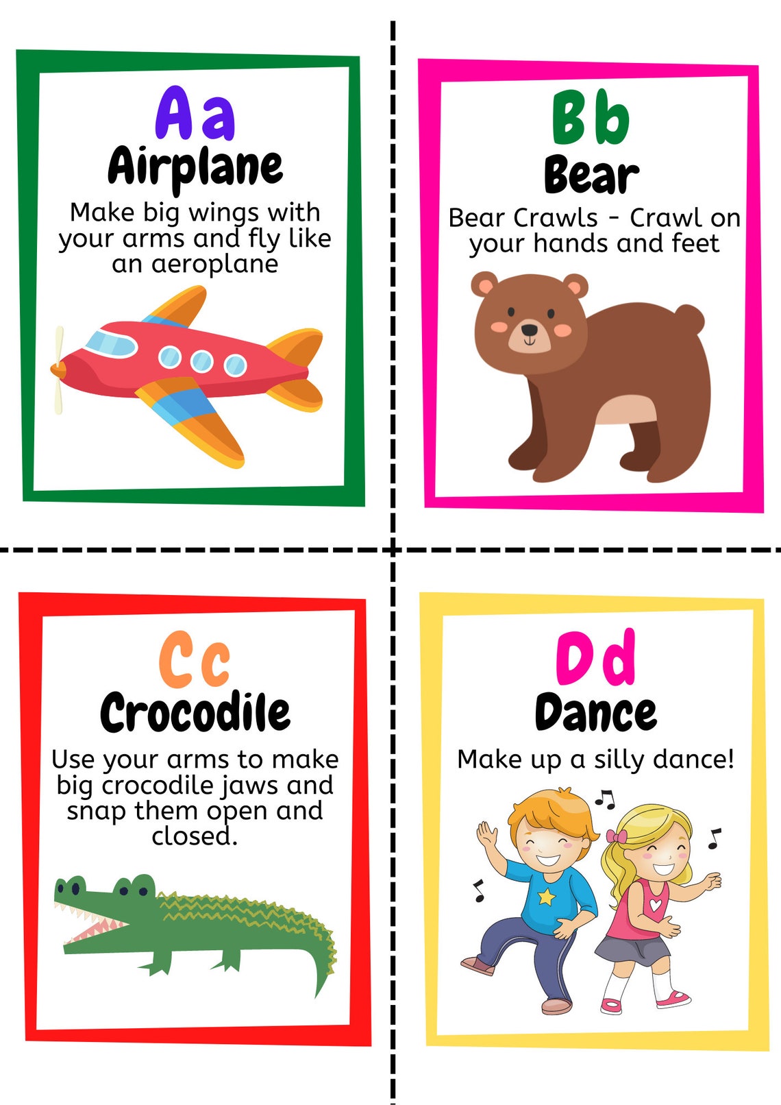 Alphabet Game, Movement Break Cards, Brain Break Cards, and Printable ...