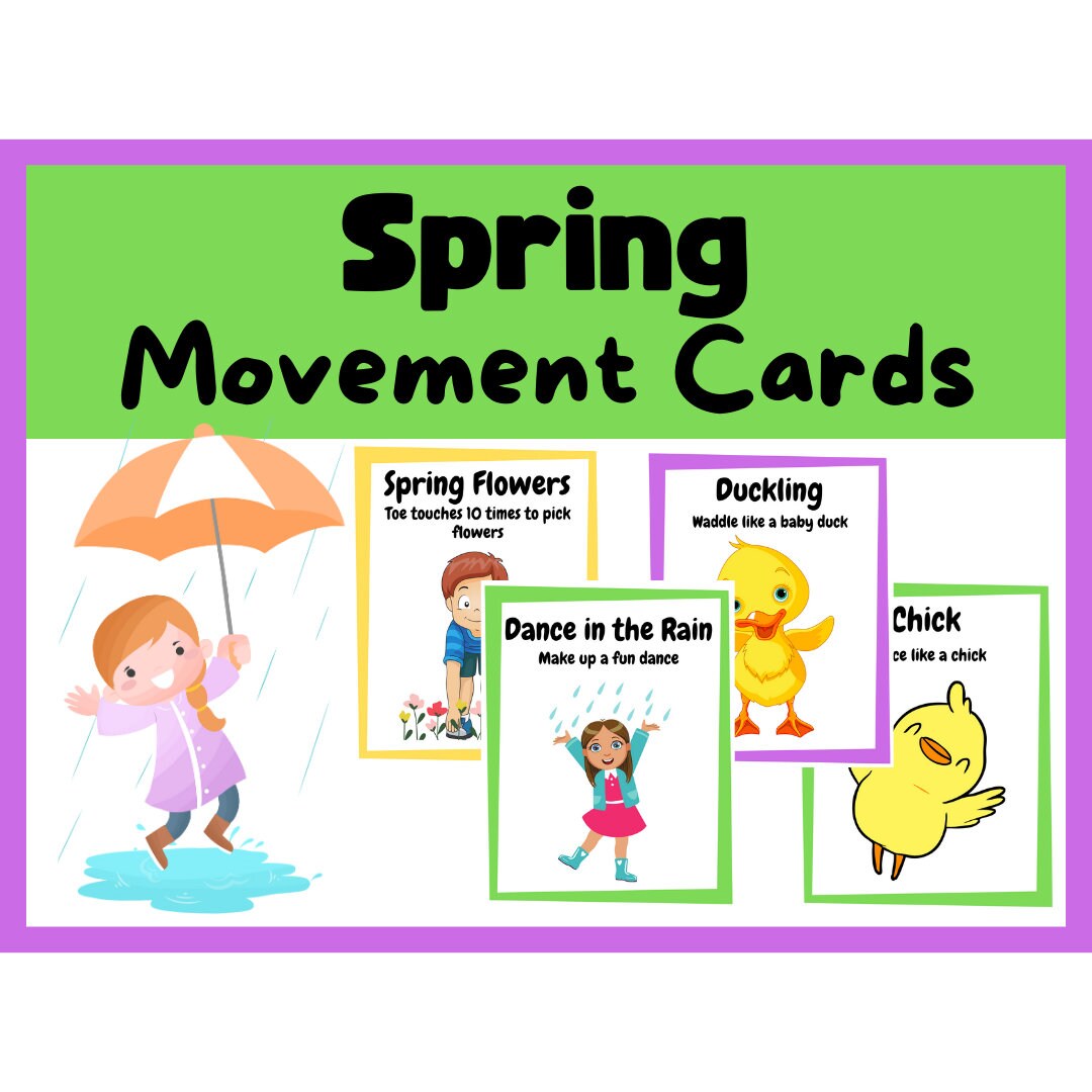 Spring Movement Break Cards, Brain Break Cards, Movement Break ...