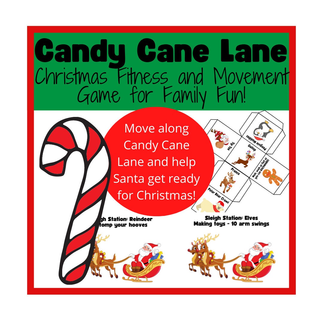 Christmas Holiday Games Printable - Candy Cane Lane Christmas Party ...