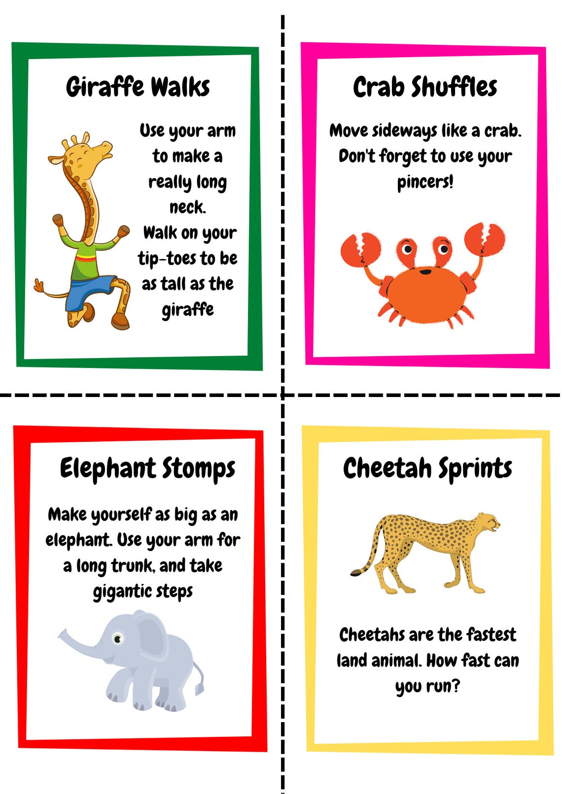 Movement Break Cards, Brain Break Cards, Movement Break Printable ...