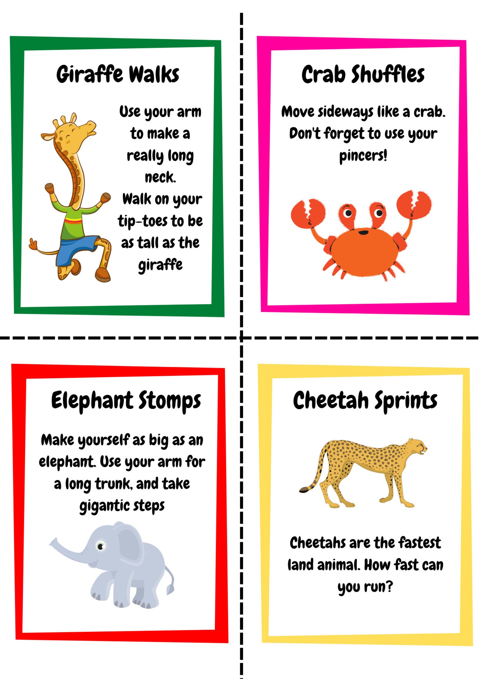 Movement Break Cards, Brain Break Cards, Movement Break Printable ...