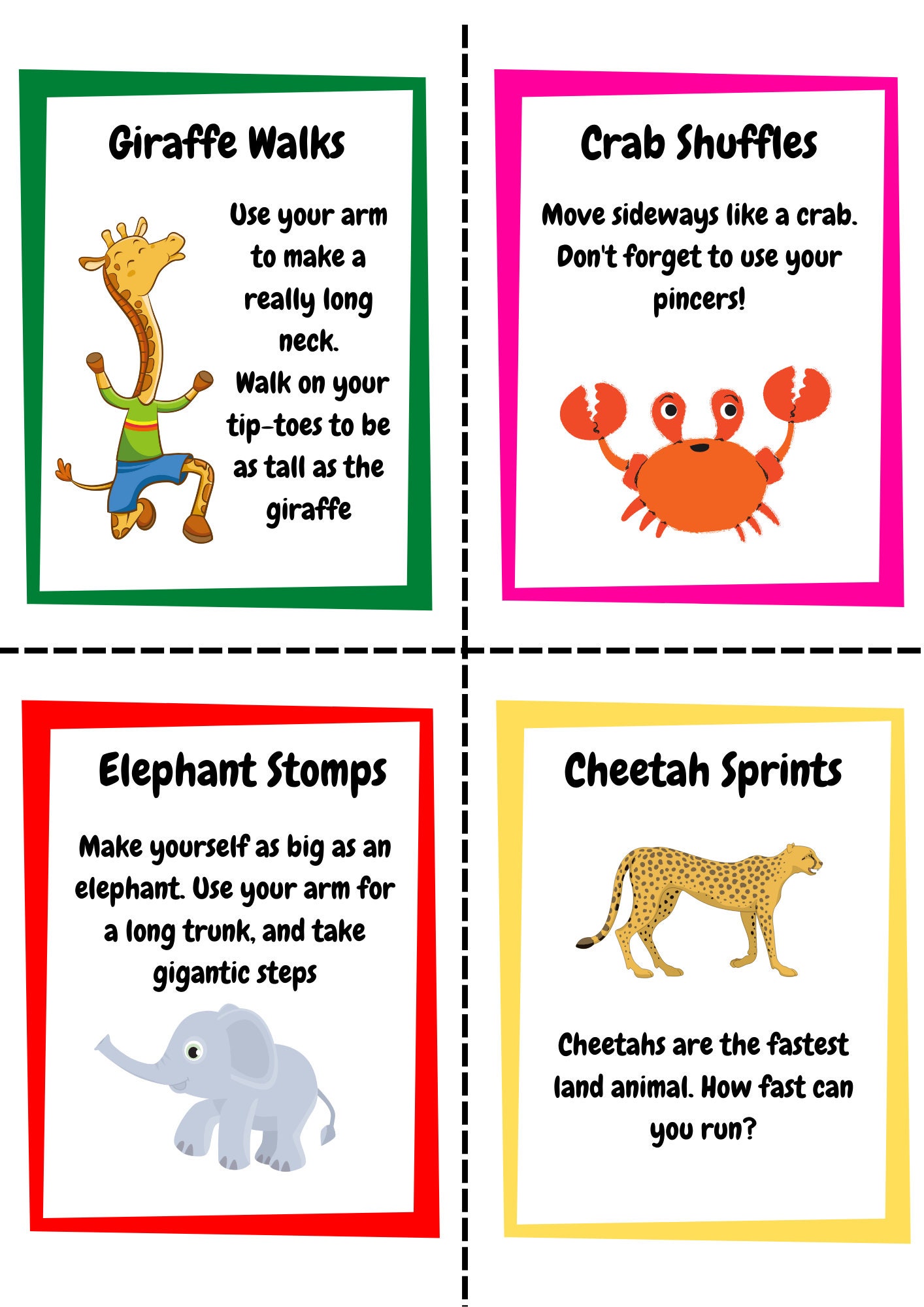 Movement Break Cards, Brain Break Cards, Movement Break Printable ...