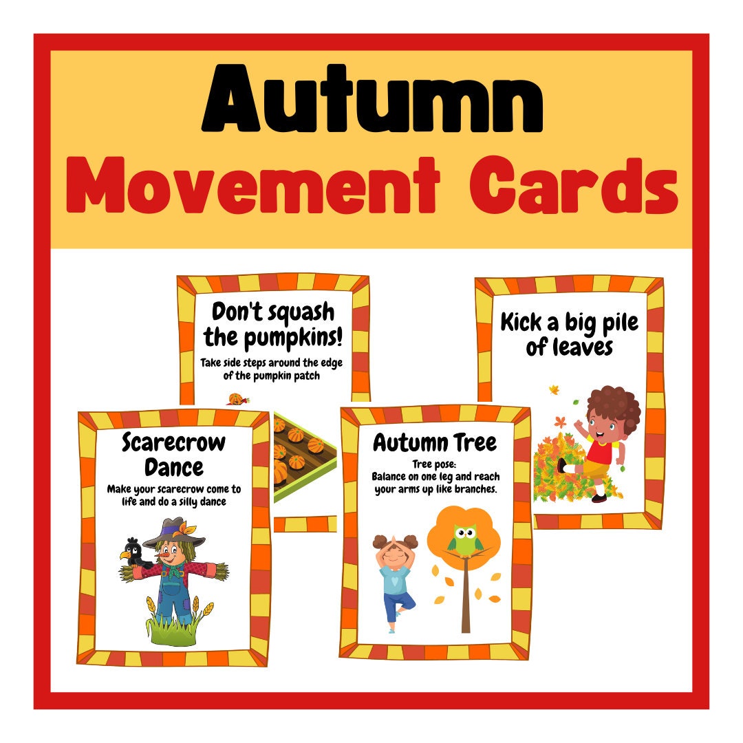 Fall Movement Cards and Brain Break Cards, Autumn Game, Fall Printable ...