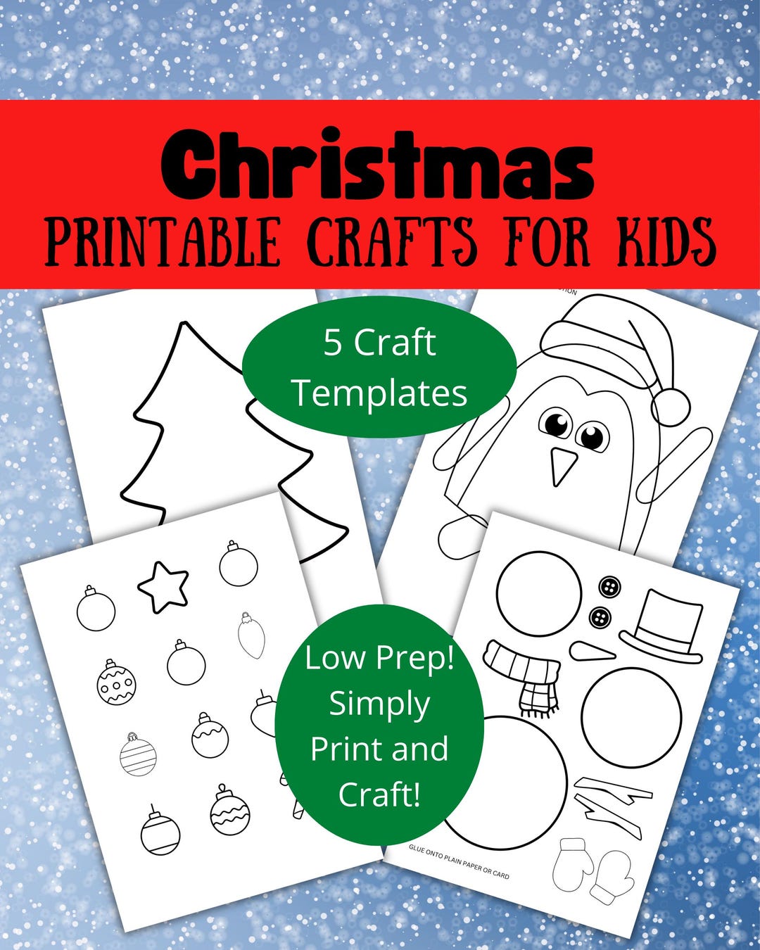 Christmas Printable Crafts for Kids: Fine Motor Skills Activity - Etsy