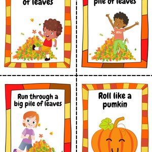 Fall Movement Cards and Brain Break Cards, Autumn Game, Fall Printable ...