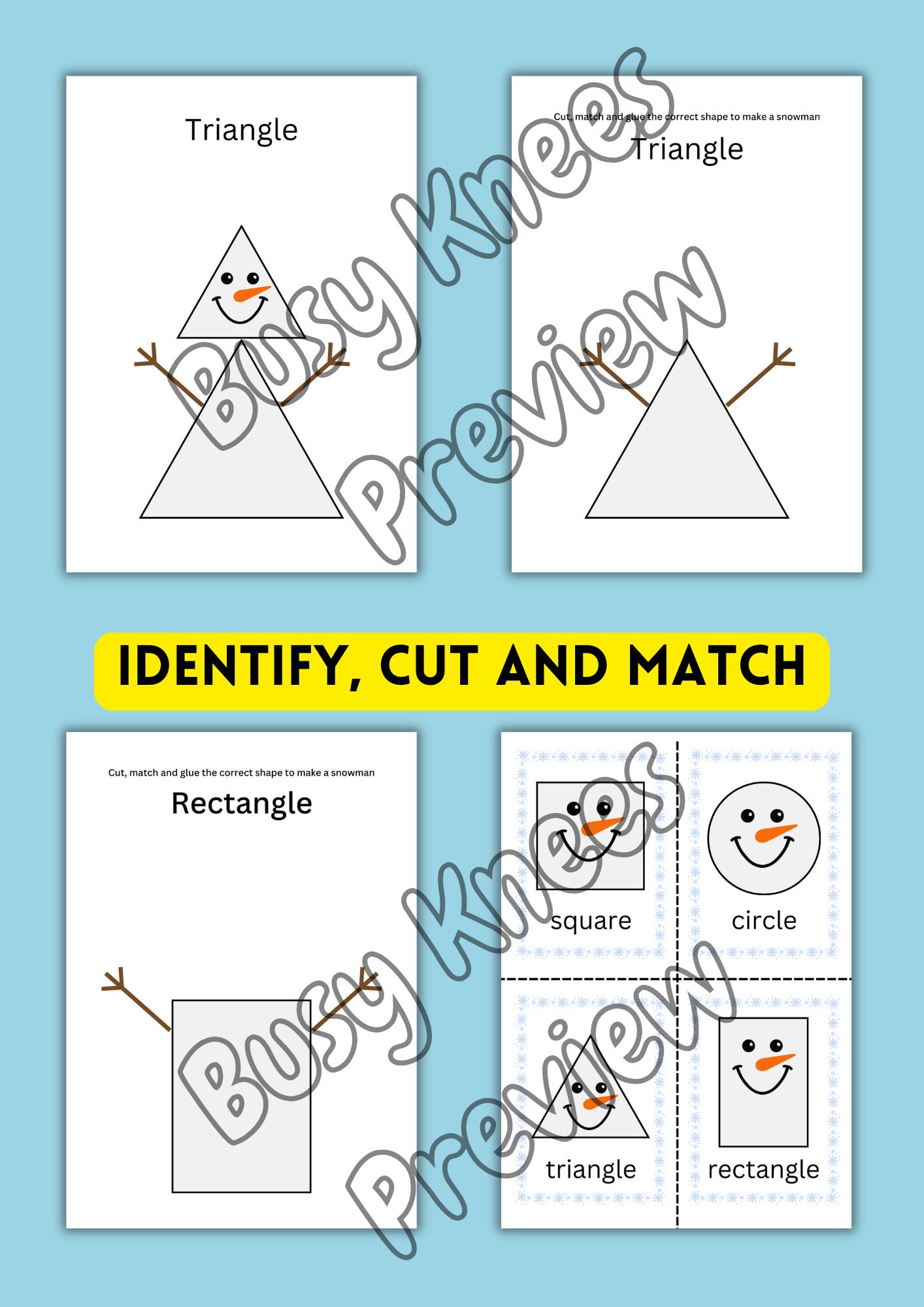 Winter 2D Shapes Matching Tracing Preschool Kindergarten Math ...