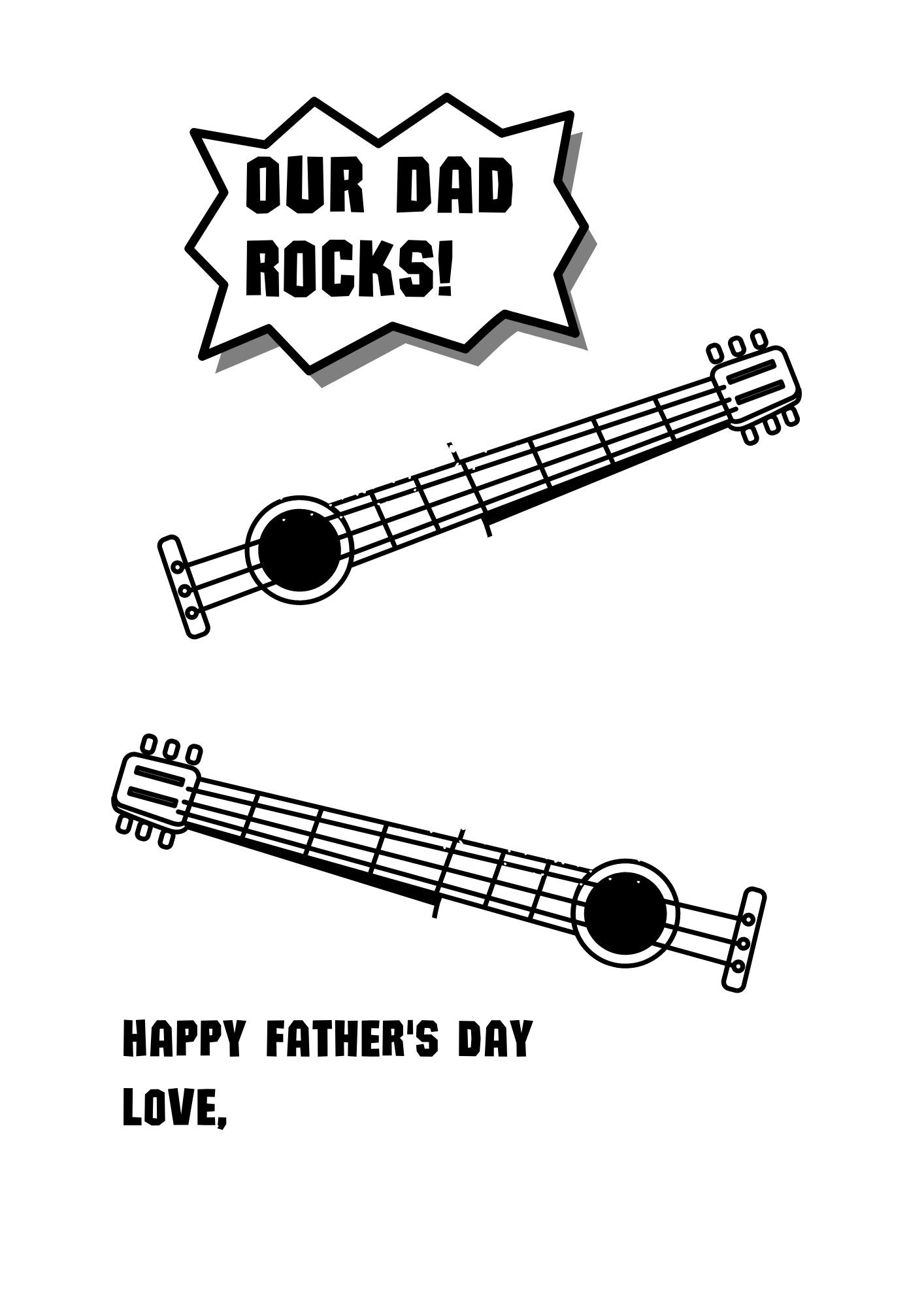 Father's Day Gift Hand Print Our Dad Rocks Printable for Dad Daddy DIY ...