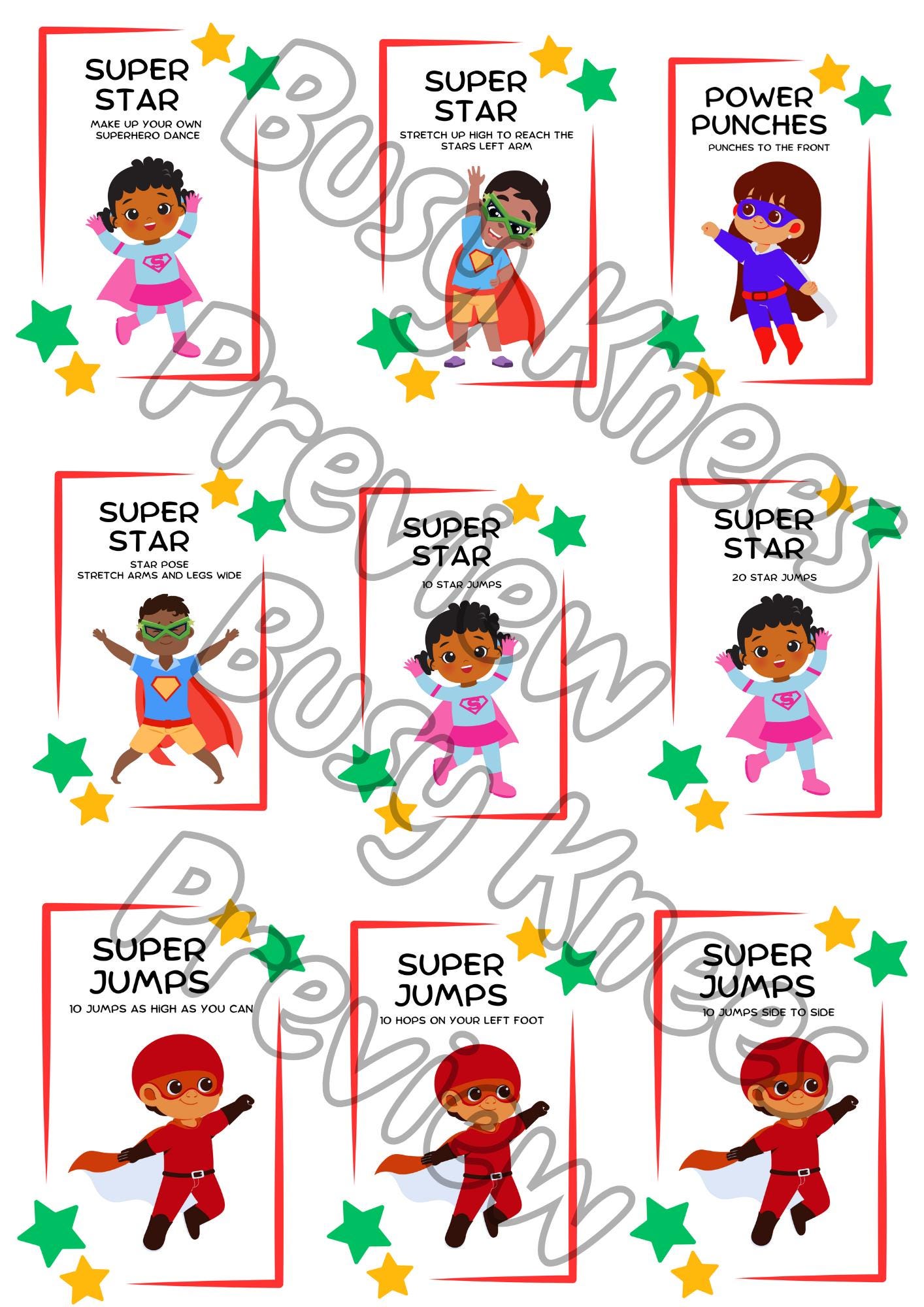 Superhero Movement Cards, Kids Fitness and PE Game - Etsy
