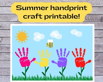 Summer Handprint Craft, Printable Handprint Art, Daycare Activity ...