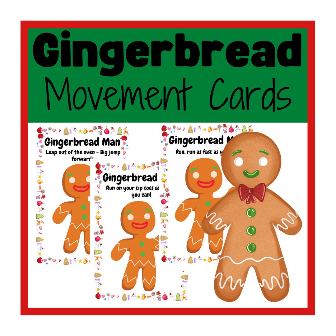 Gingerbread Man Movement Break Cards, Kids Christmas Game - Etsy