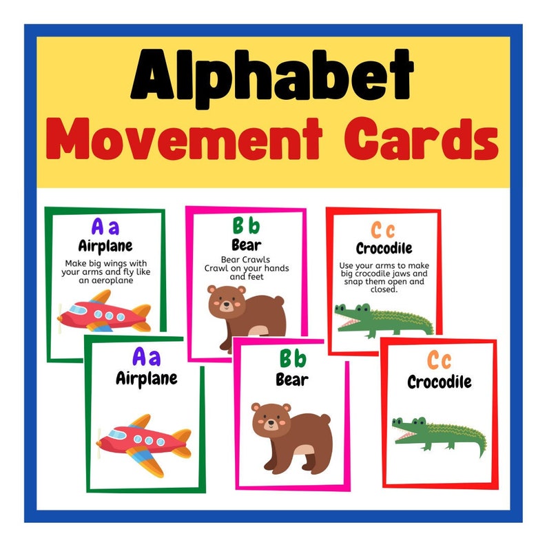 Alphabet Game, Movement Break Cards, Brain Break Cards, and Printable ...