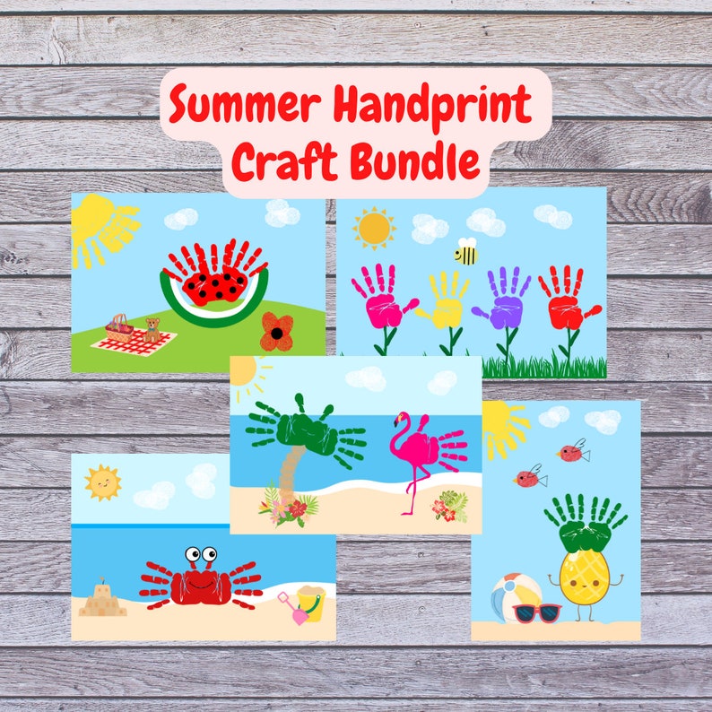 Summer Handprint Craft Bundle, Printable Handprint Art, Daycare ...