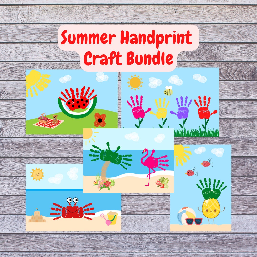 Summer Handprint Craft Bundle, Printable Handprint Art, Daycare ...