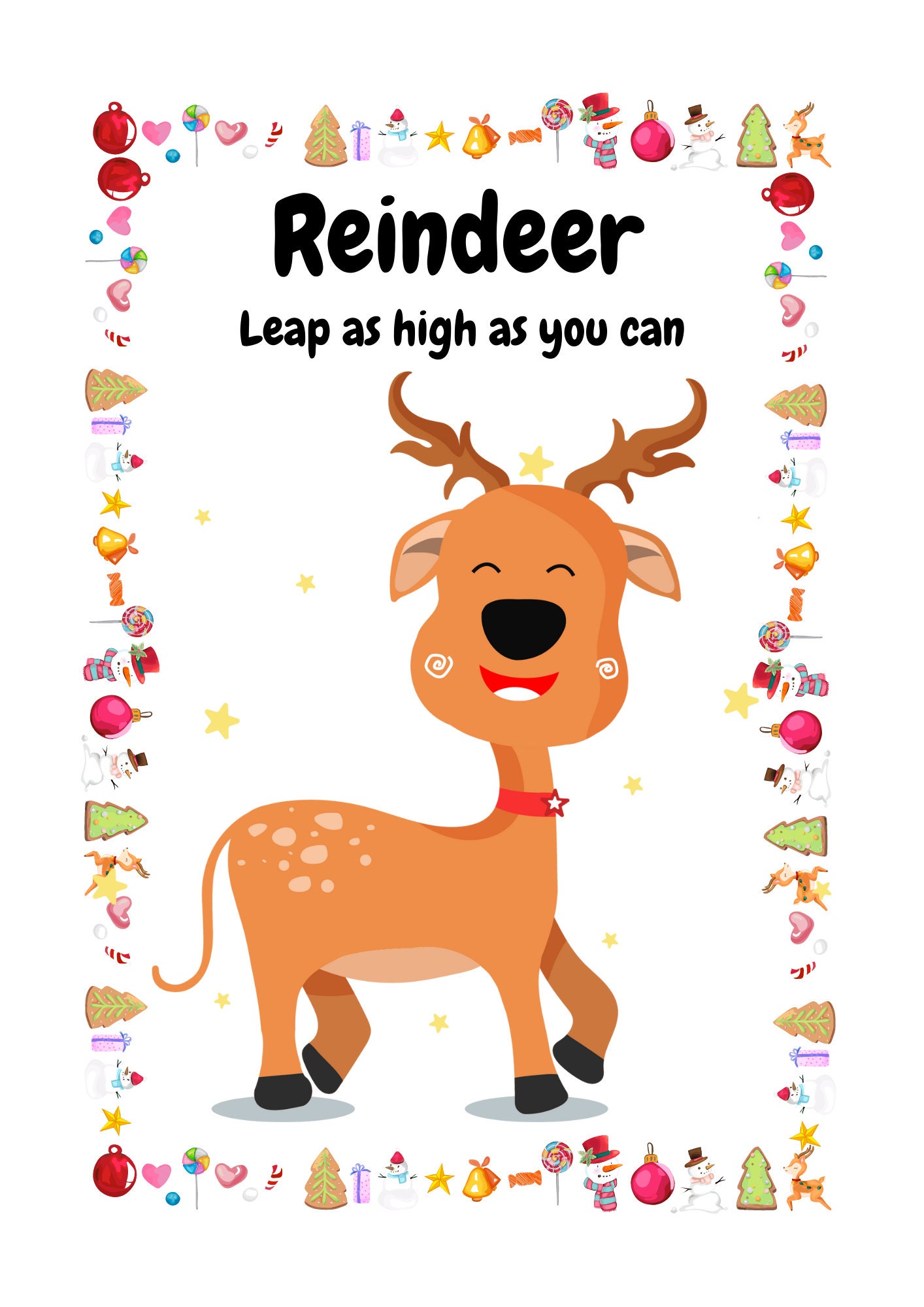 Reindeer Fitness and Movement Break Cards, Christmas Charades Game for ...