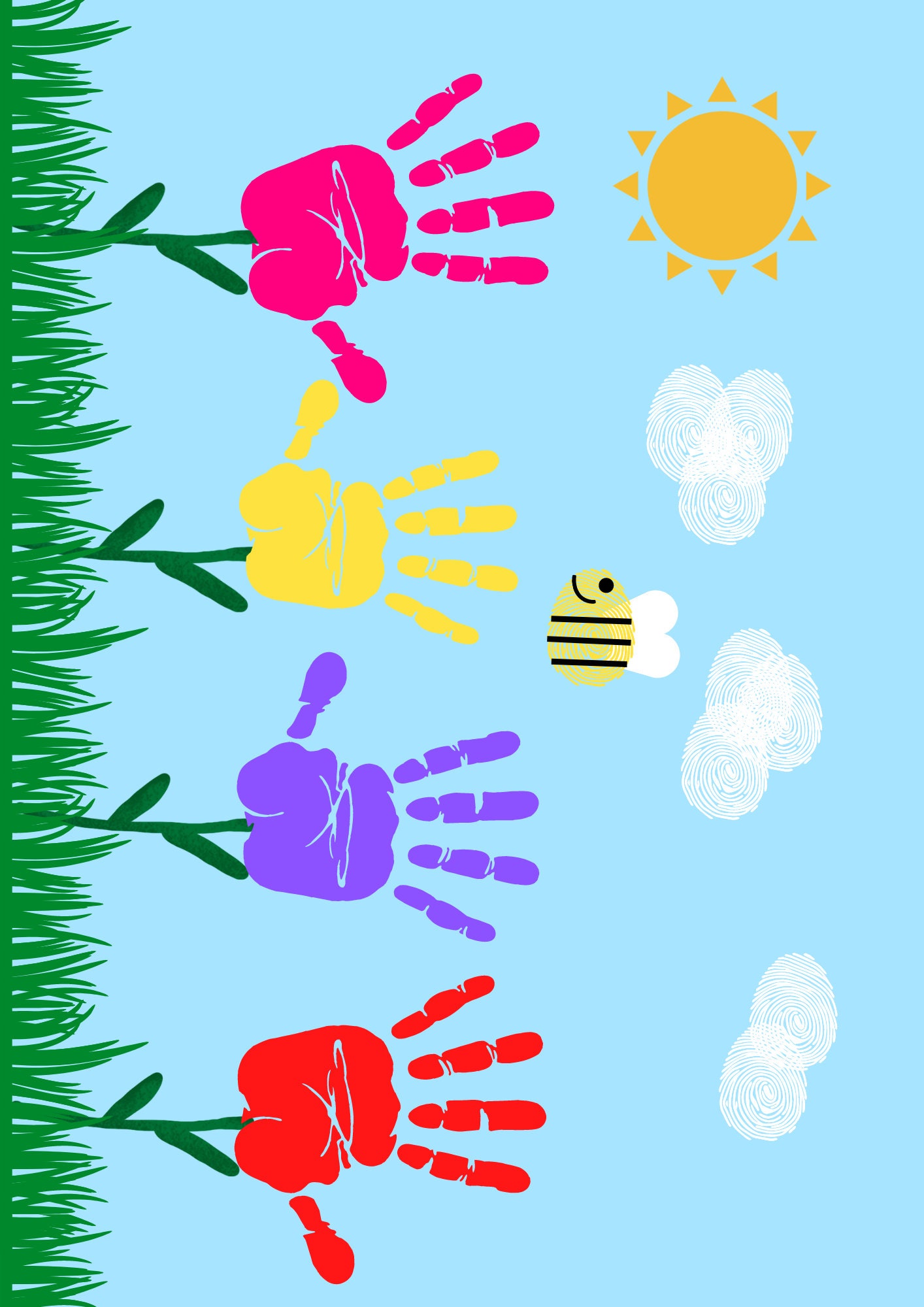 Spring Summer Handprint Craft, Printable Handprint Art, Daycare ...
