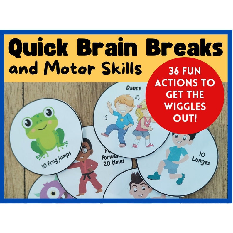 Kids Printable Game Brain Breaks and Fitness - Quick and Fun Motor ...