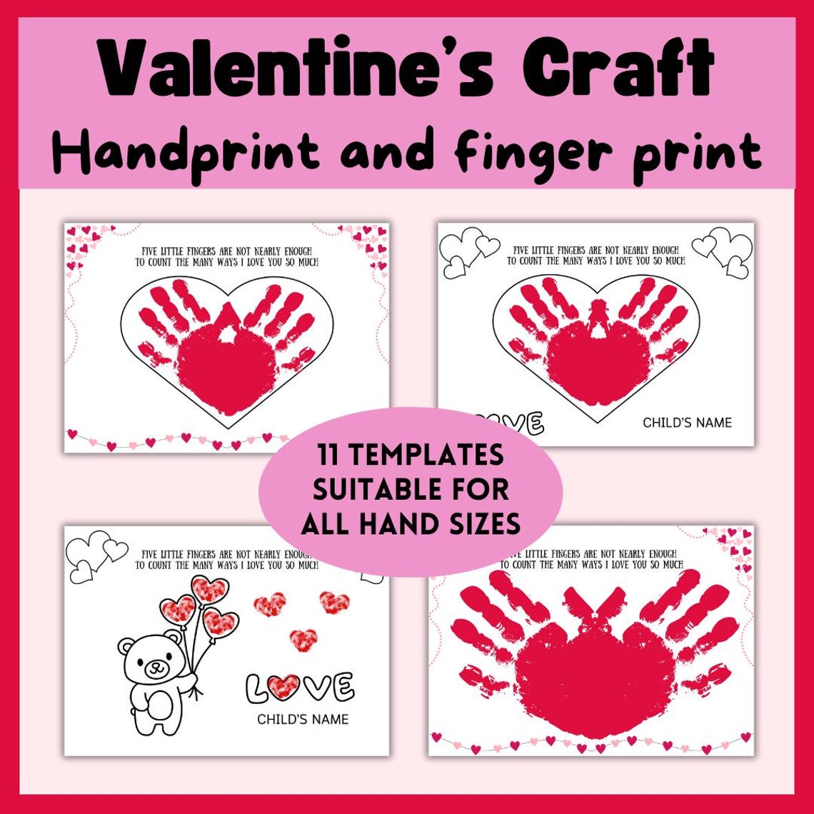 Valentine's Craft and Valentine's Day Handprint Art and Fine Motor ...