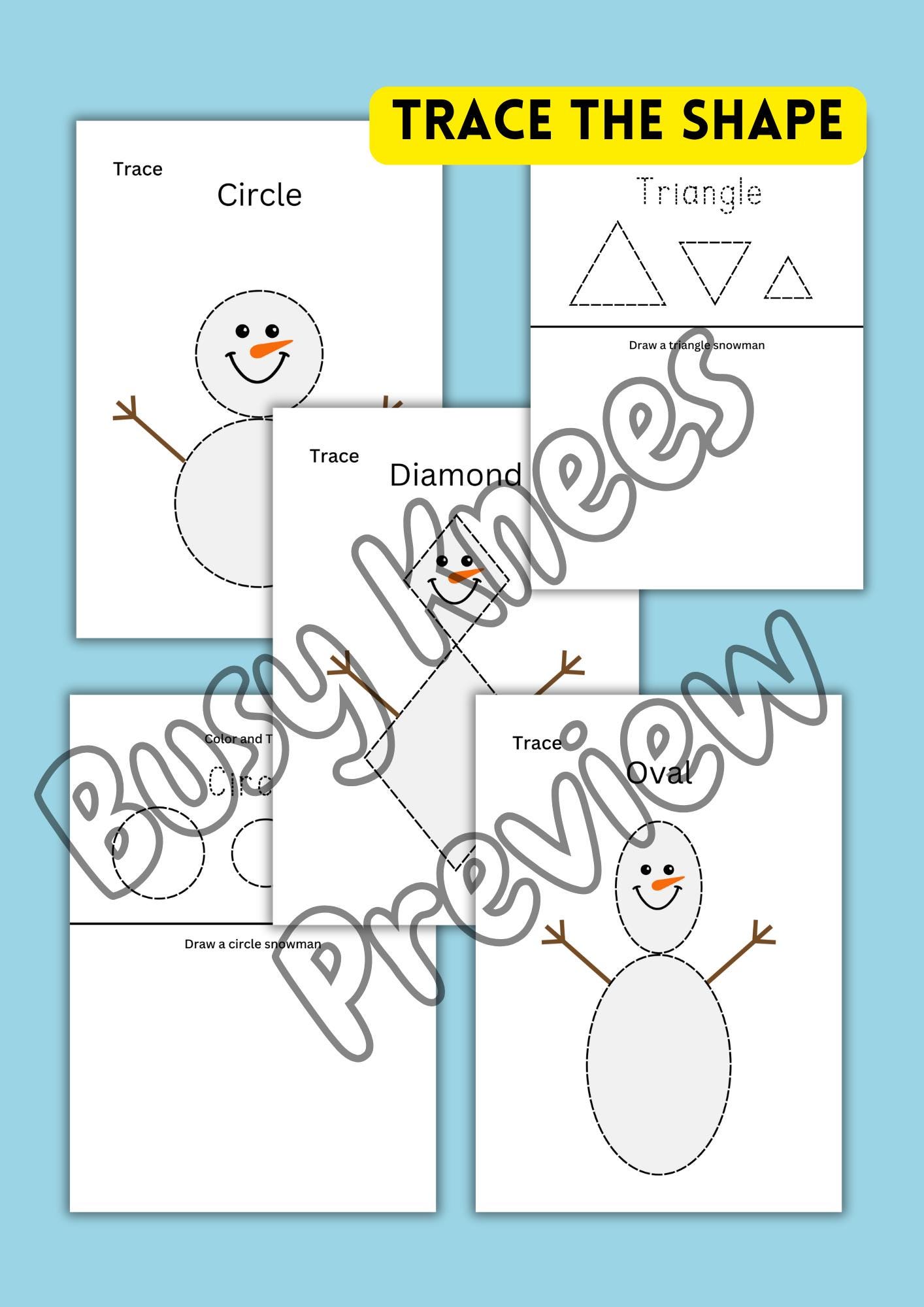 Winter 2D Shapes Matching Tracing Preschool Kindergarten Math ...