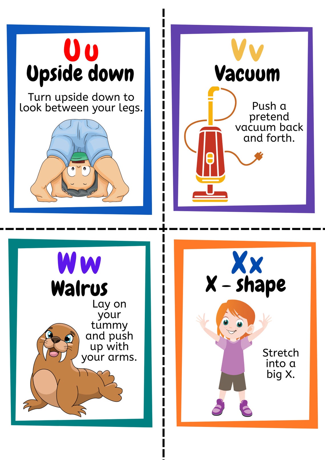 Alphabet Game, Movement Break Cards, Brain Break Cards, and Printable ...