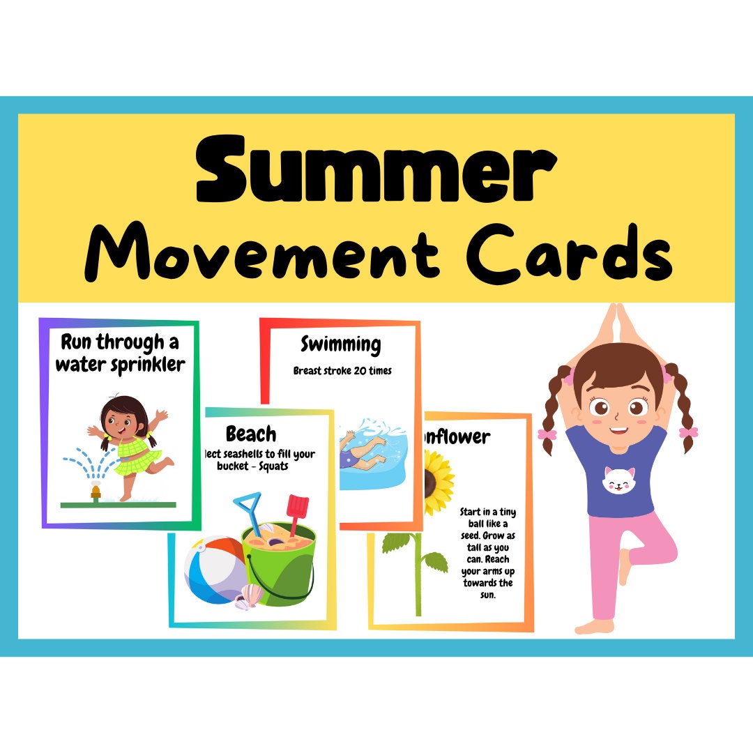 Summer Movement Break Cards, Brain Break Cards, Movement Break ...