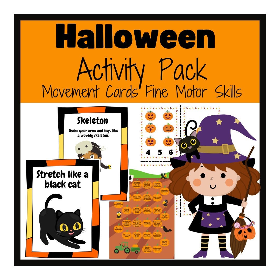 Halloween Activity Pack, Movement Cards, Fine Motor Skills, Halloween ...