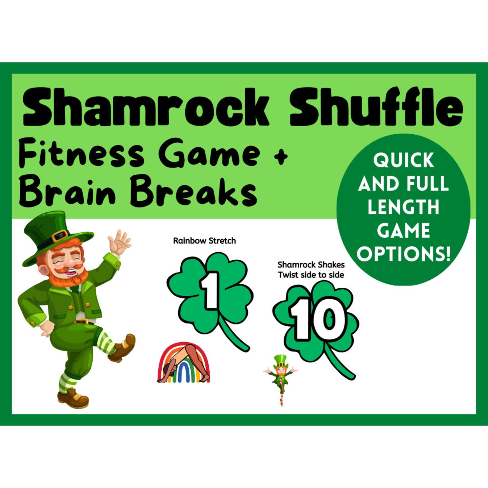Shamrock Shuffle St Patricks Day Game for PE, Movement Break, and Brain ...