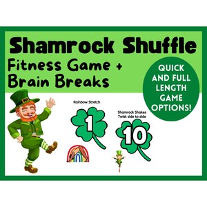 Shamrock Shuffle St Patricks Day Game for PE, Movement Break, and Brain ...