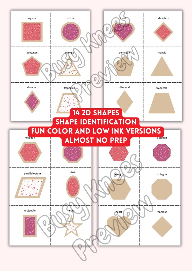 Valentine's Day 2D Shapes Activity: Matching, Sorting & Tracing ...