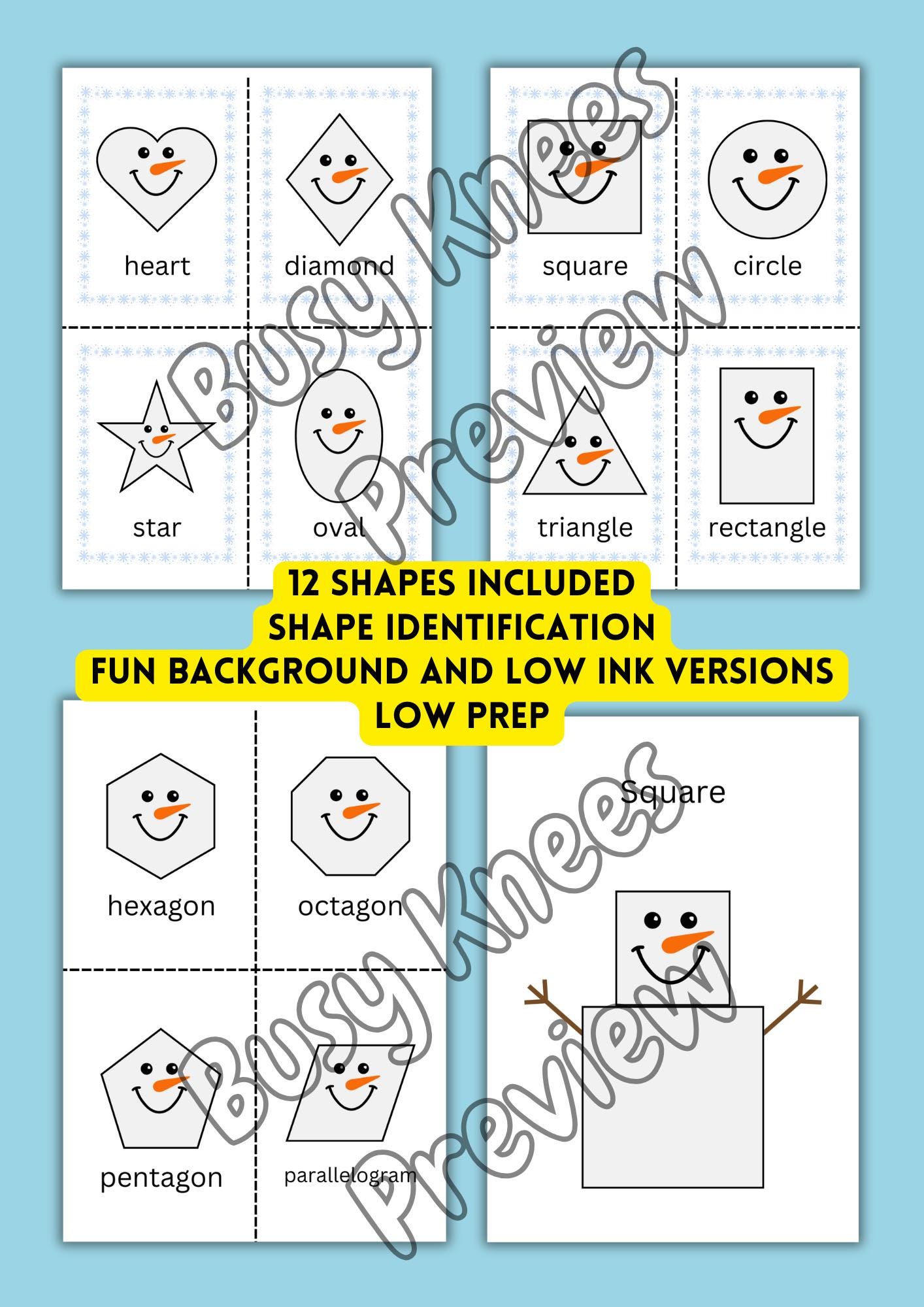 Winter 2D Shapes Matching Tracing Preschool Kindergarten Math ...