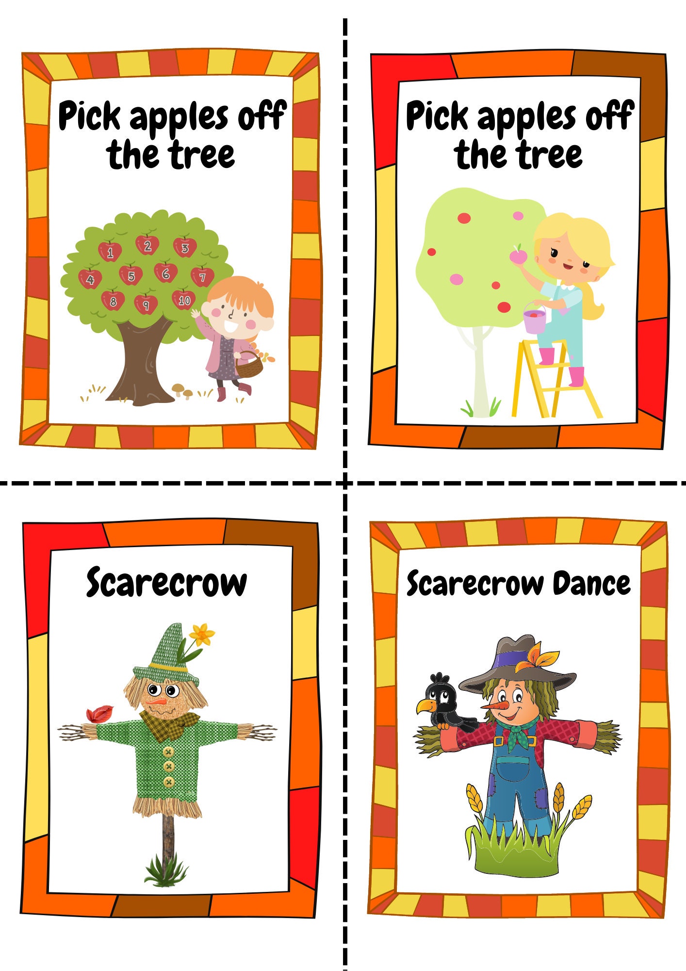 Fall Movement Cards and Brain Break Cards, Autumn Game, Fall Printable ...