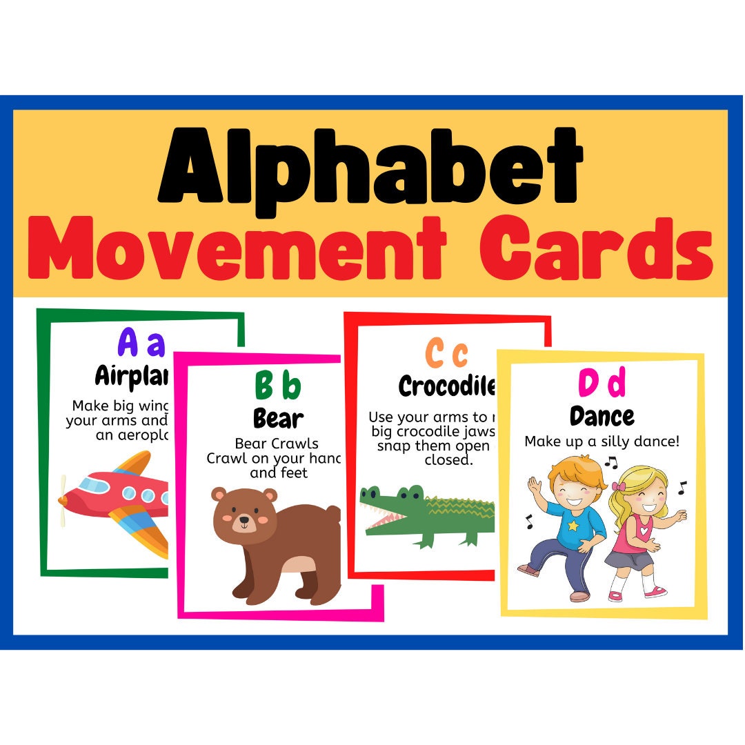 Alphabet Game, Movement Break Cards, Brain Break Cards, and Printable ...