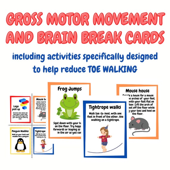 Movement Cards With Gross Motor Skill for Toe Walkers Brain - Etsy UK