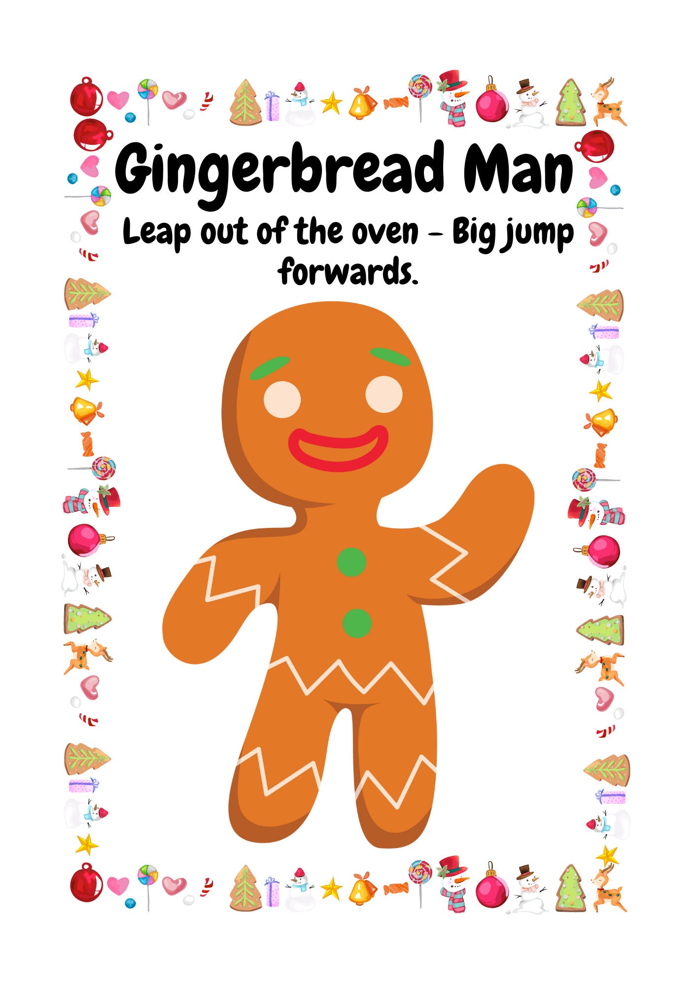 Gingerbread Man Movement Break Cards, Brain Break Cards, Movement Break ...