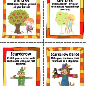 Fall Movement Cards and Brain Break Cards, Autumn Game, Fall Printable ...