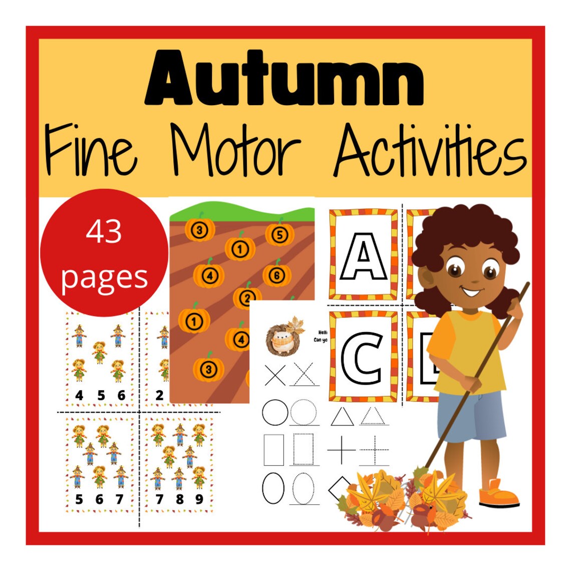 Fall Fine Motor Skills Printable, Sensory Printable, Sensory Bag, Fall ...