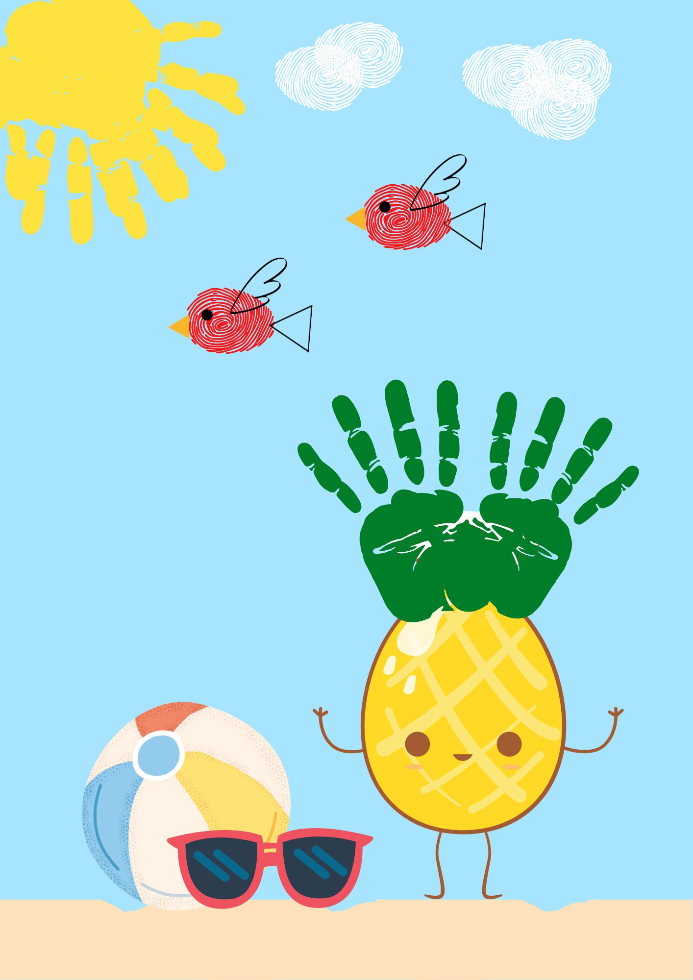 Summer Handprint Craft, Printable Handprint Art, Daycare Activity ...