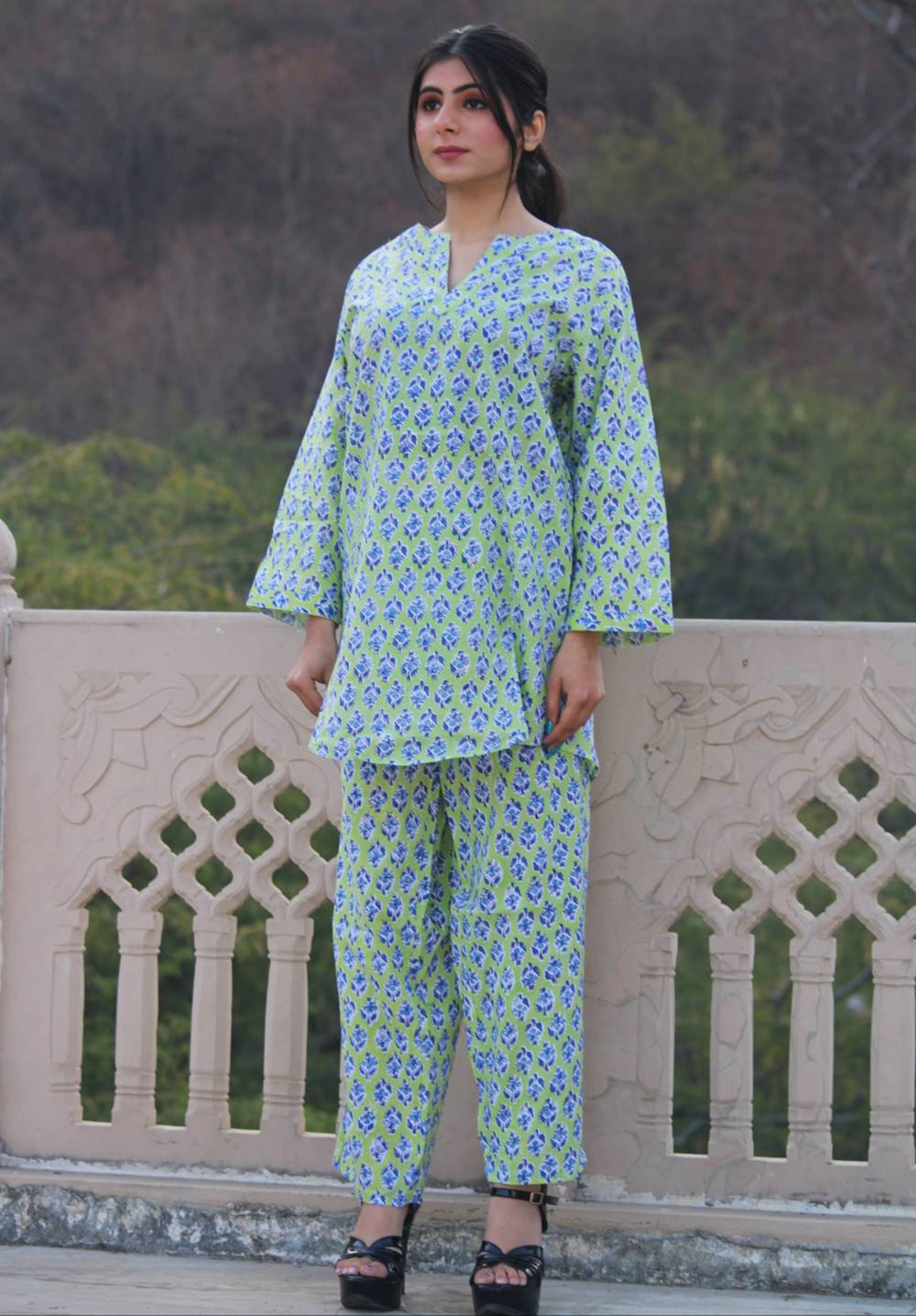 Indian Hand Made Kurta Pajamas Set 100% cotton women wear | Etsy