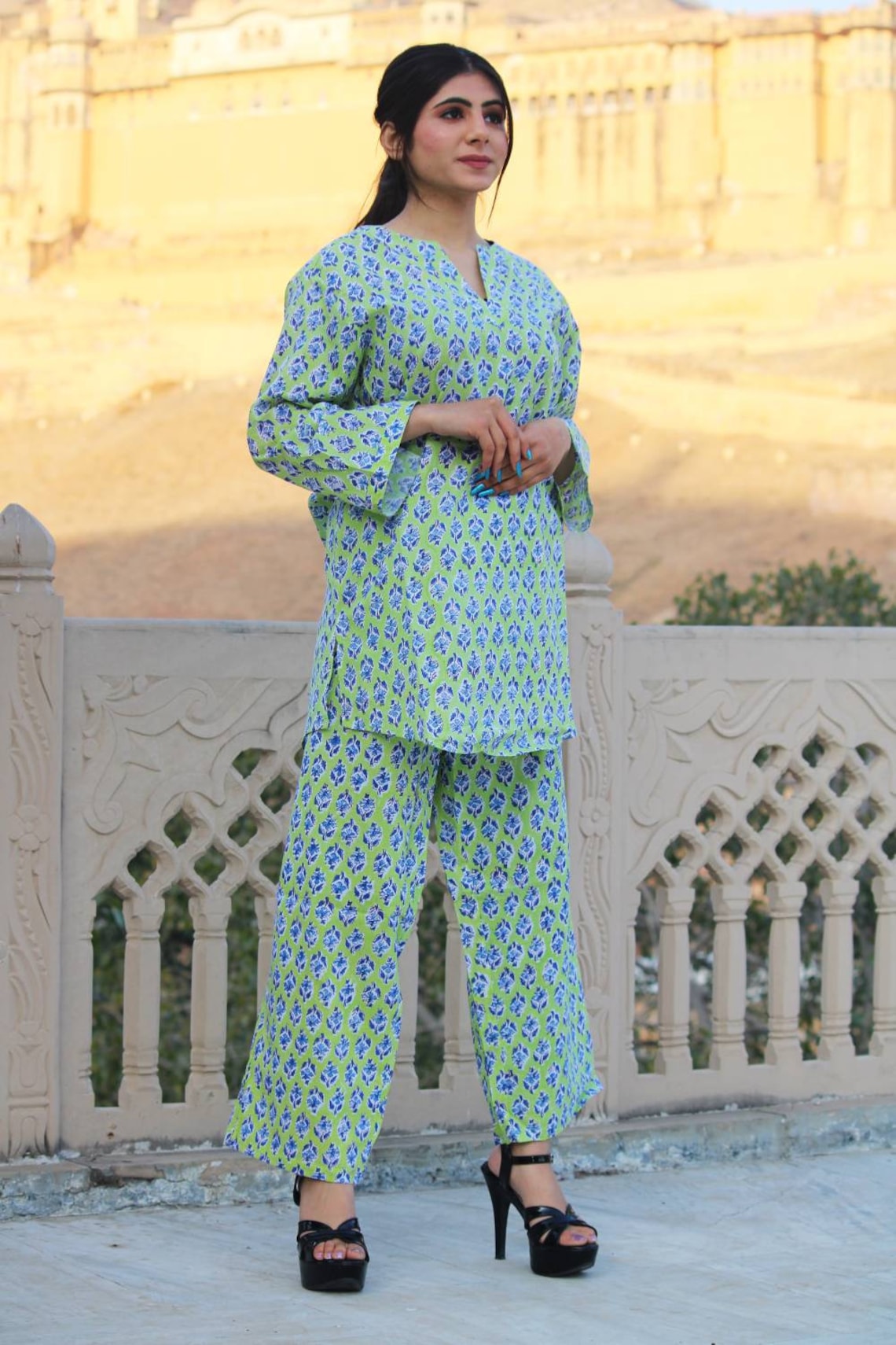 Indian Hand Made Kurta Pajamas Set 100% cotton women wear | Etsy