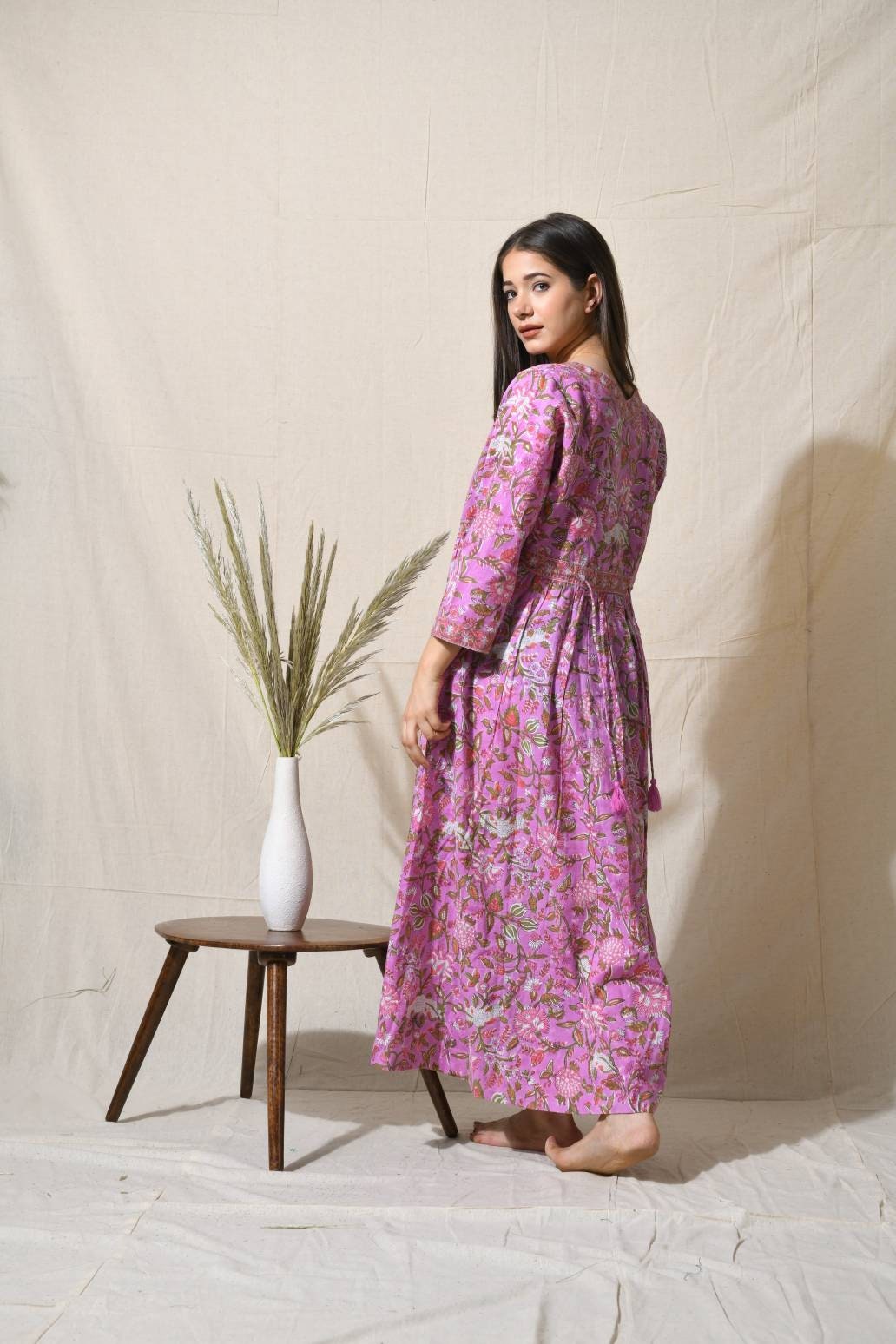 Cotton floral print long dress indian handmade cotton block | Etsy Cotton floral print long dress indian handmade cotton block | Etsy