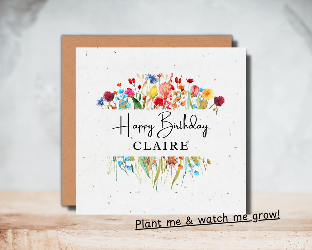 Personalised Birthday Card Seeded Wildflower Card Plantable Seed Card ...