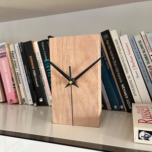Handcrafted Minimalist Oak Wood Desk Clock – Modern Wooden Clock for ...