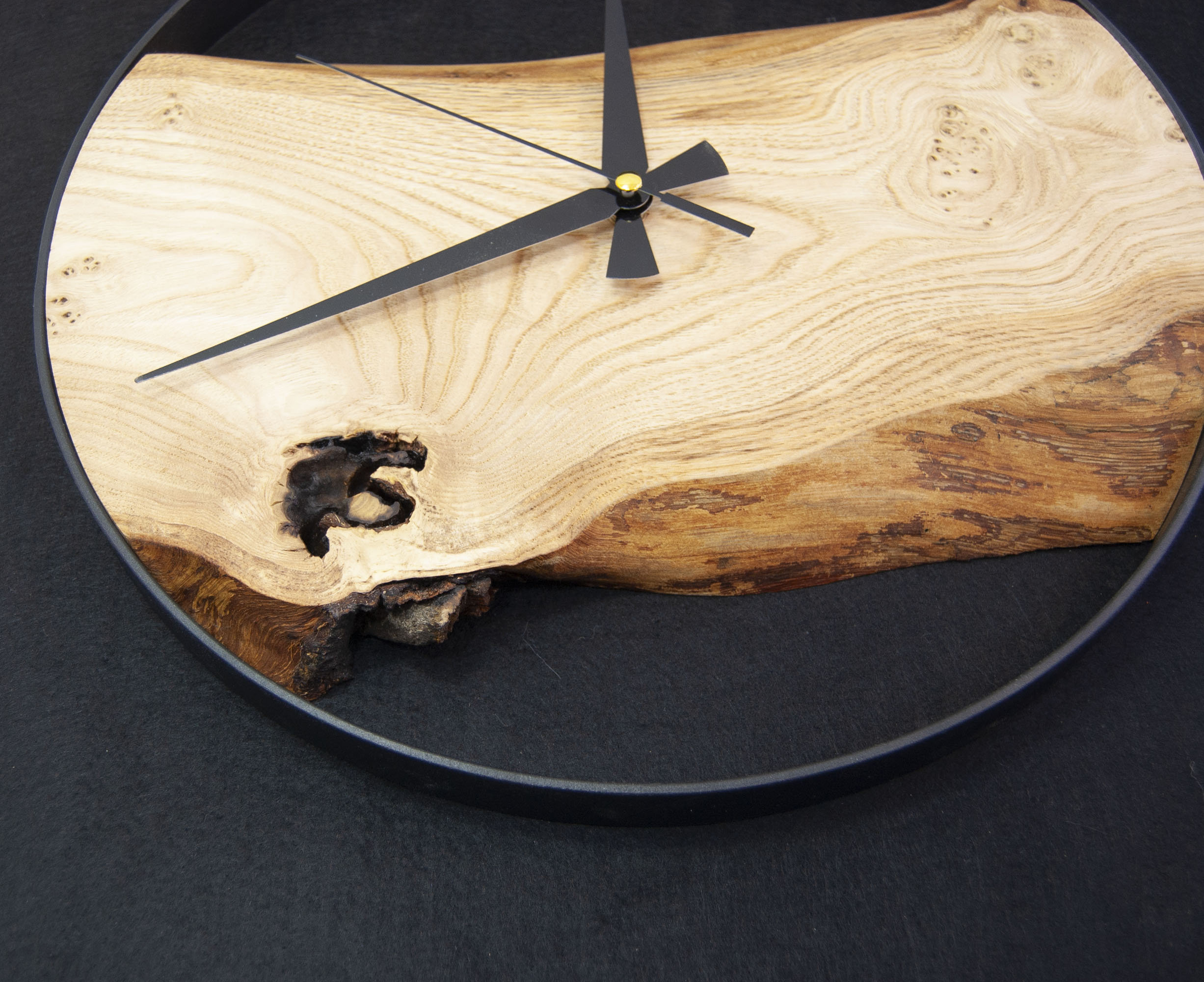 Chestnut Wood Wall Clock: Rustic Home Decor With Black Metal Frame - Etsy