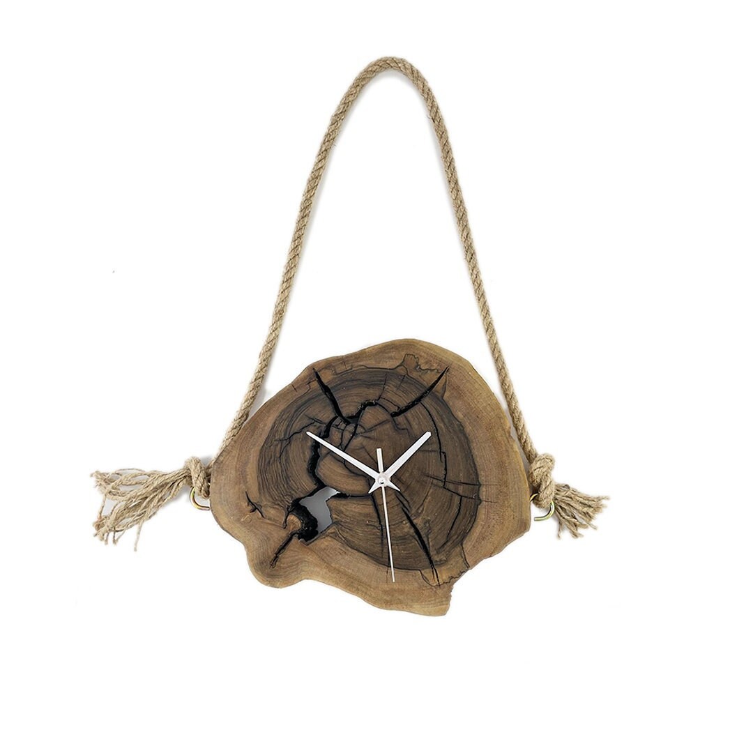 Solid Wood Clock, Rope Clock, Clock for Wall, Wall Clock With Rope, 35 ...