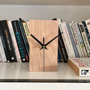 Handcrafted Minimalist Oak Wood Desk Clock – Modern Wooden Clock for ...