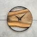 Modern Rustic Wall Clock – Black Iron Frame With Natural Walnut Wood ...
